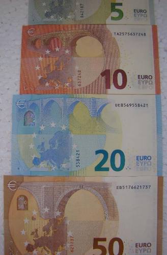 Europa 4 Cédulas Originais Euro De 50, 20, 10 E 5 Euros Nova - Lupa ...