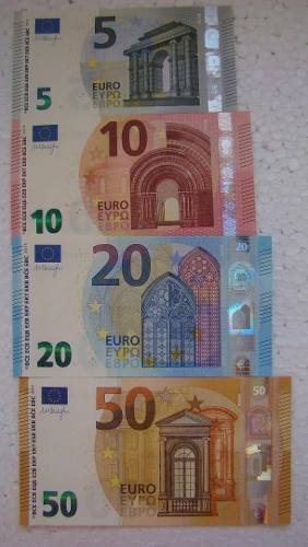 Europa 4 Cédulas Originais Euro De 50, 20, 10 E 5 Euros Nova - Lupa ...